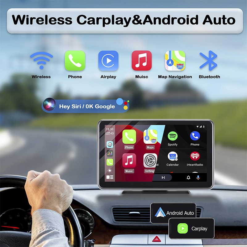 OHREX Carplay Android Auto Wireless Portable Car Stereo 7 Inch Full HD ...