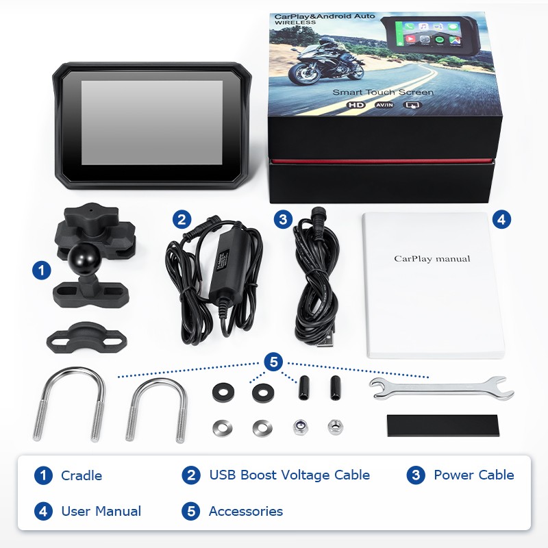 OHREX X5 5'' Tragbares Motorrad-GPS mit Apple CarPlay und Android Auto ...