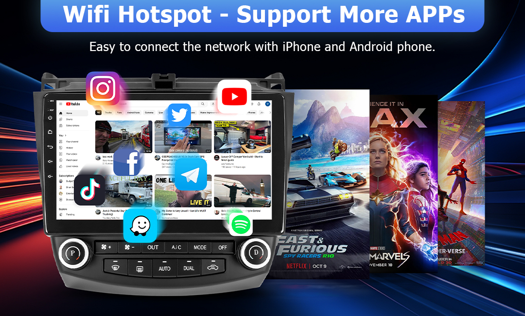 Ohrex Unité principale stéréo d'autoradio à écran tactile de 10 pouces pour Honda Model RAM 2GB ...